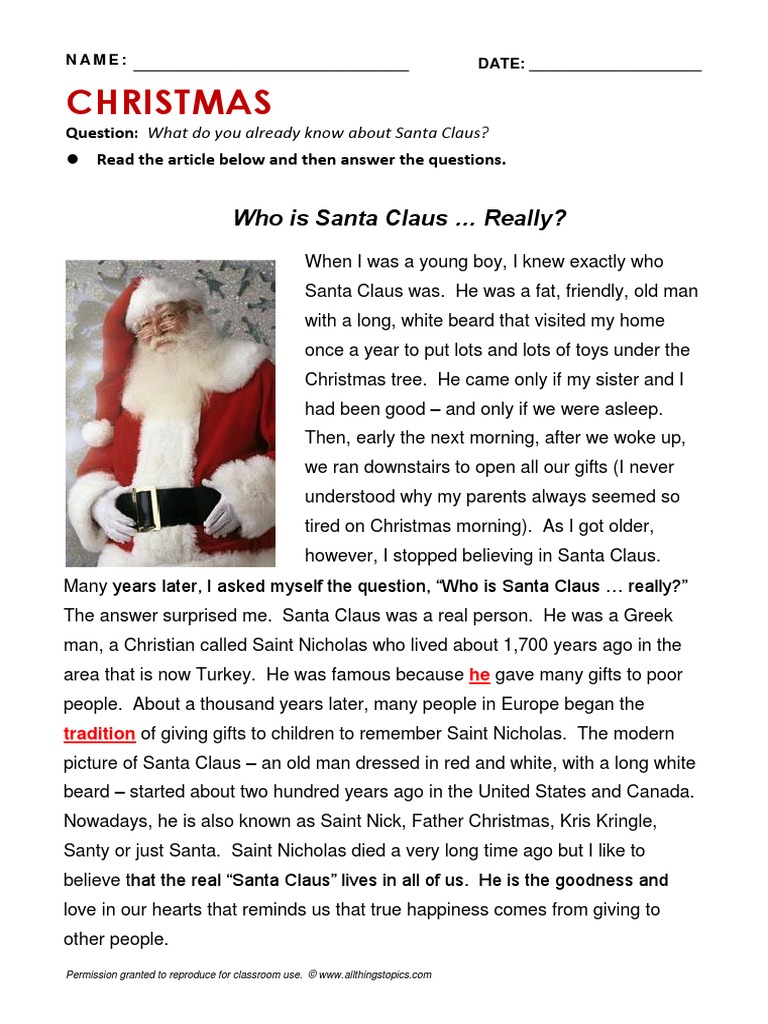 Lesson Santa Claus | PDF | Santa Claus | Christmas