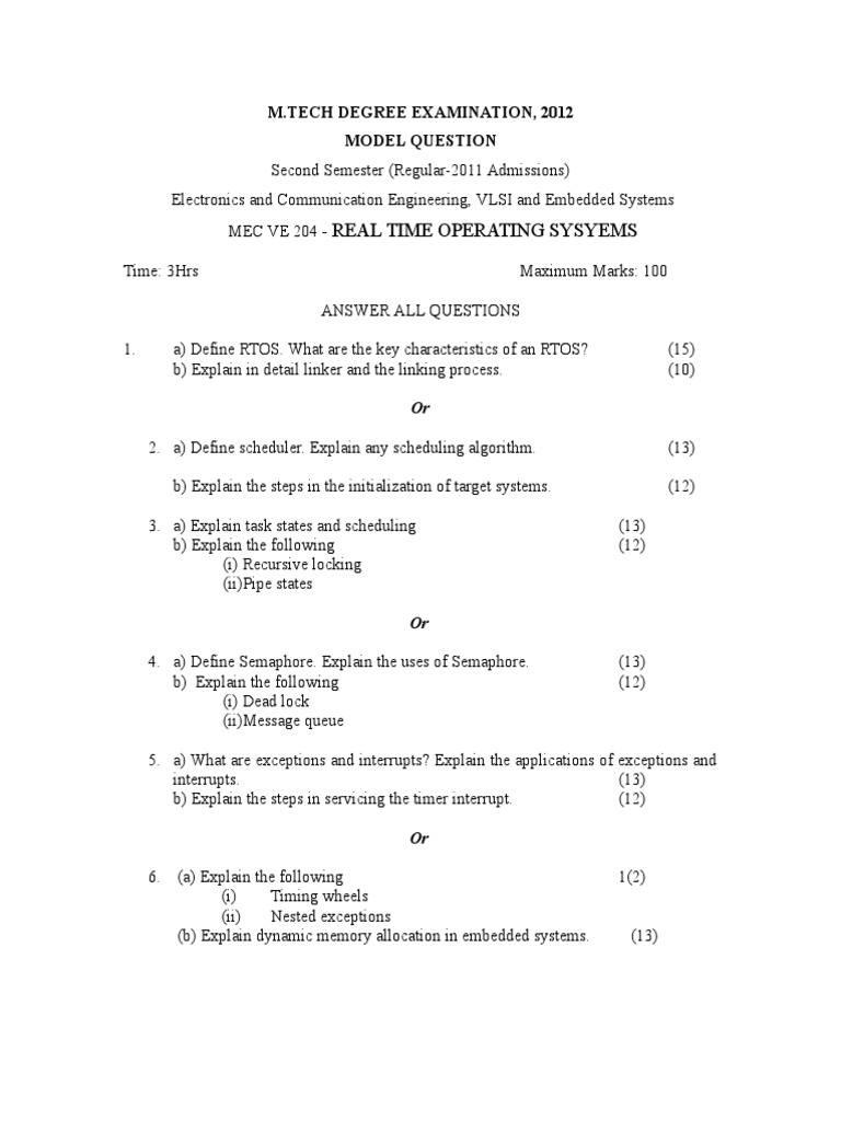 Model Qustion Paper Jntu Rtos | PDF | Scheduling (Computing) | Digital ...