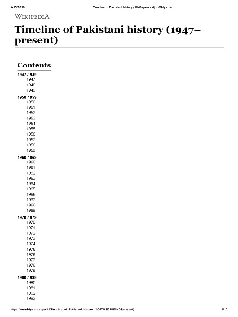 Timeline of Pakistani History (1947-Present) | PDF | Pervez Musharraf ...