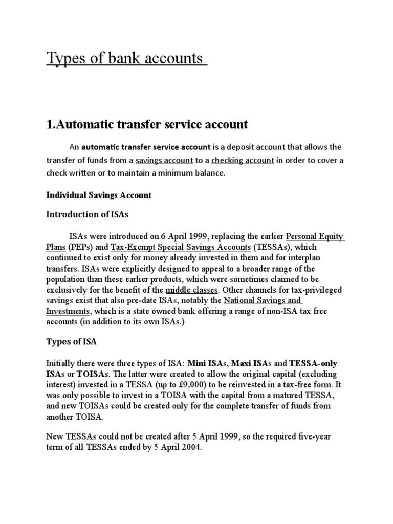 Types of bank accounts overview | PDF | Transaction Account | Financial ...