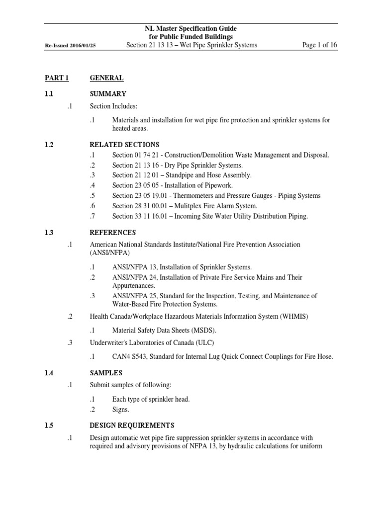 NL Master Specification Guide For Public Funded Buildings: Re-Issued ...