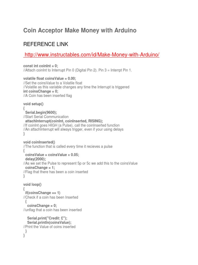 Bill and Coin Acceptor Make Money With Arduino | PDF | Computer ...
