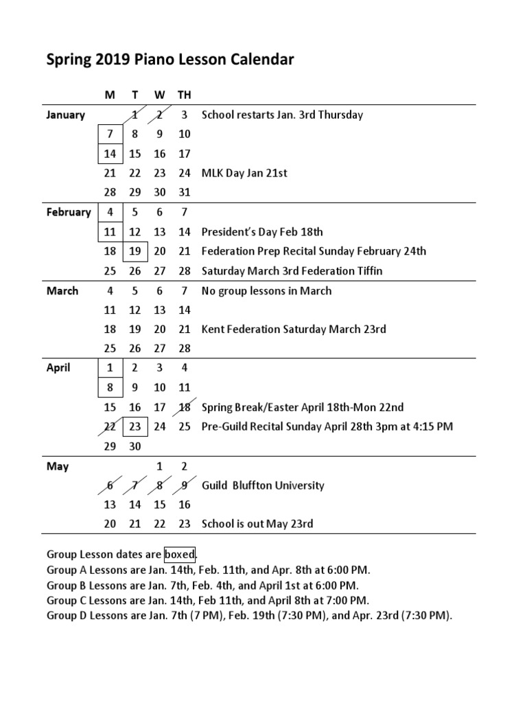 2019 Spring Calendar | PDF