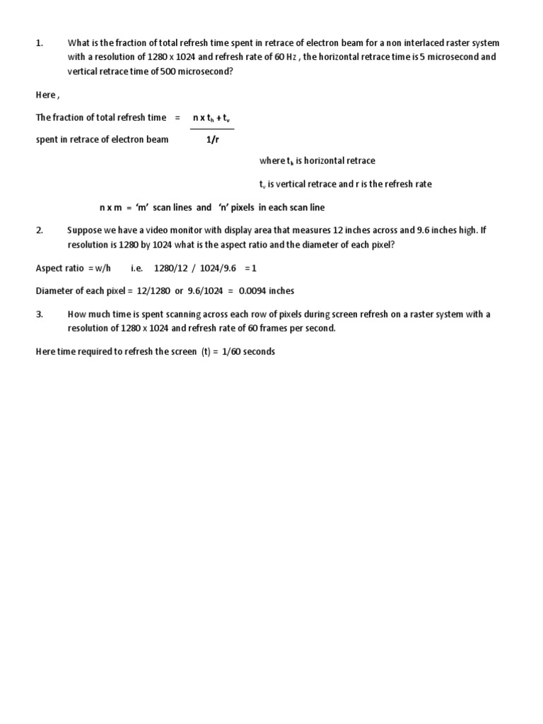 Computer Graphics Tutorial With Solution | PDF