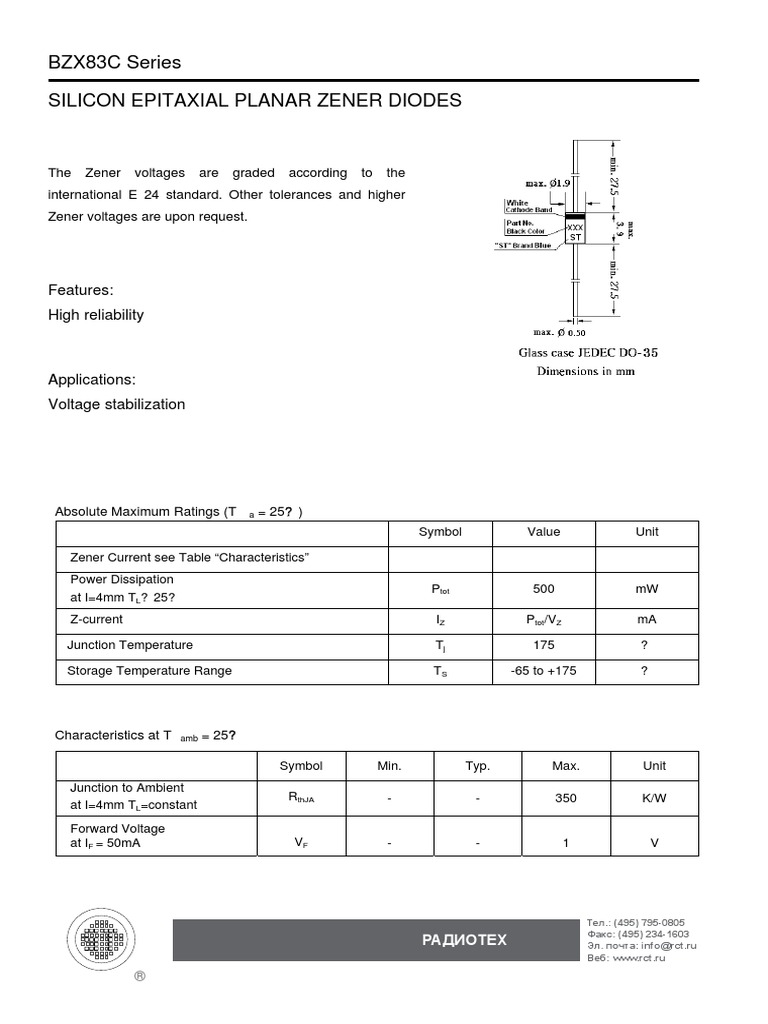 Zener BZX83C | PDF | Electric Power | Electromagnetism