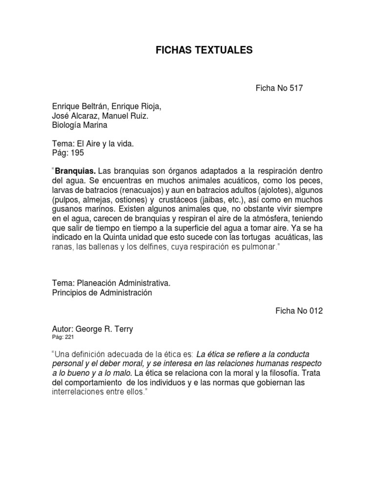 Fichas Textuales | PDF
