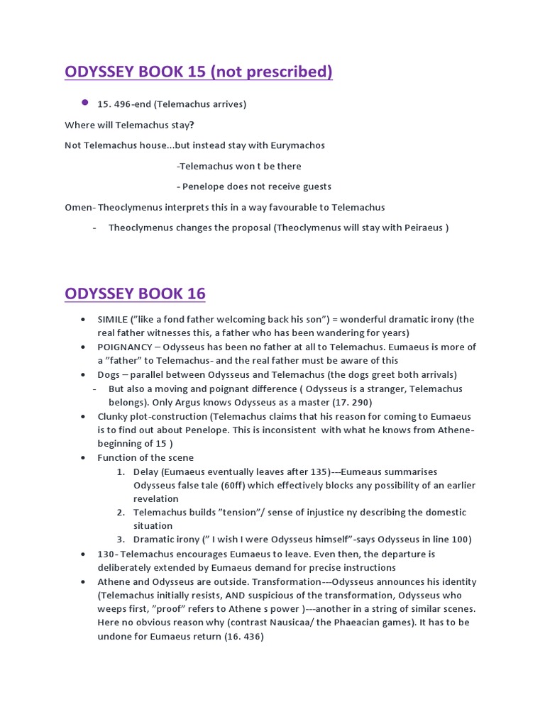 ODYSSEY BOOK 15 (Not Prescribed) | PDF | Odyssey | Odysseus