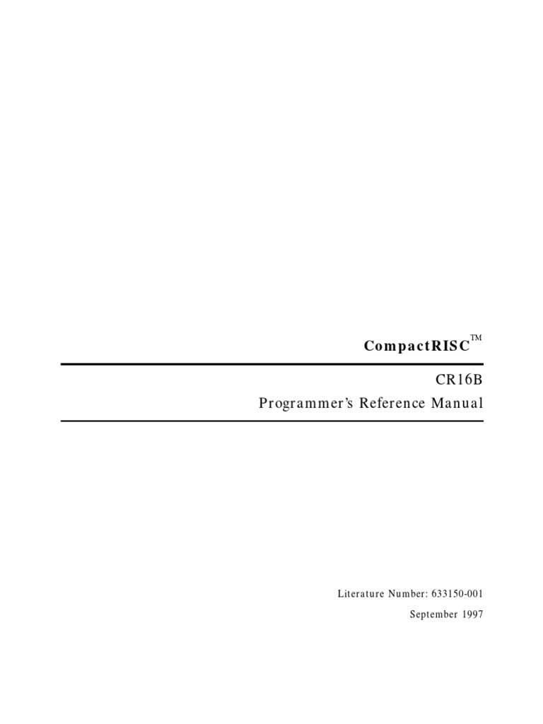 Cr16B Programmer'S Reference Manual: Compactrisc | PDF | Integer (Computer Science) | Data Type