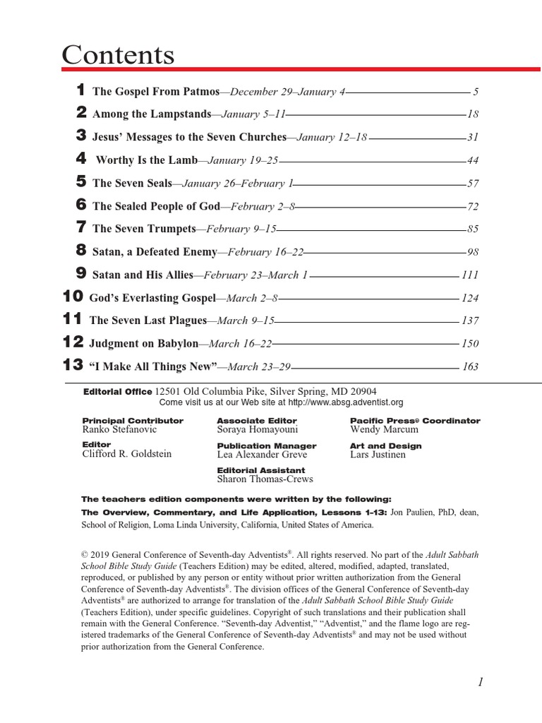 Sabbath School Study Guide 2019 1st | PDF | Book Of Revelation | John ...