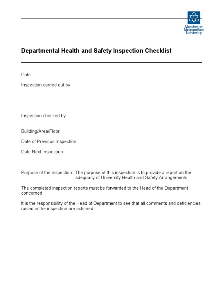 Departmental Inspection Checklist | PDF | Ac Power Plugs And Sockets ...