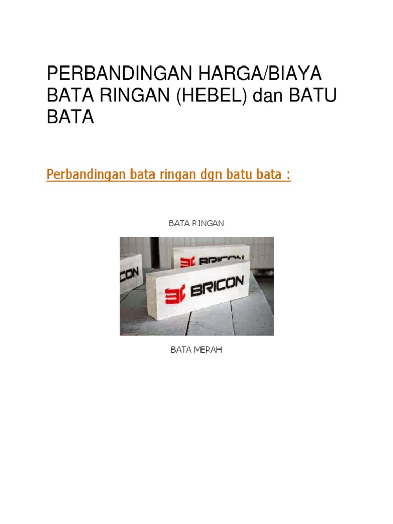 Perbandingan Bata Ringan vs Bata Merah | PDF