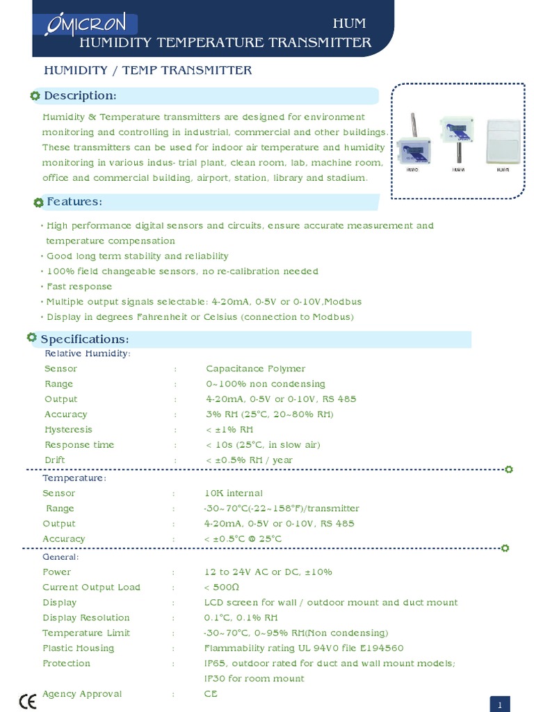 Humidity & Temp Transmitter Guide | PDF | Relative Humidity | Humidity