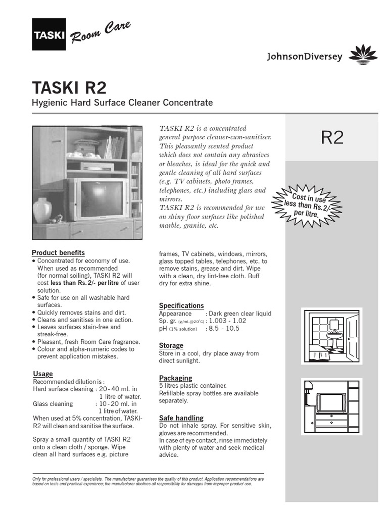 A Simple Guide to TASKI R2 Hygienic Hard Surface Cleaner Concentrate ...