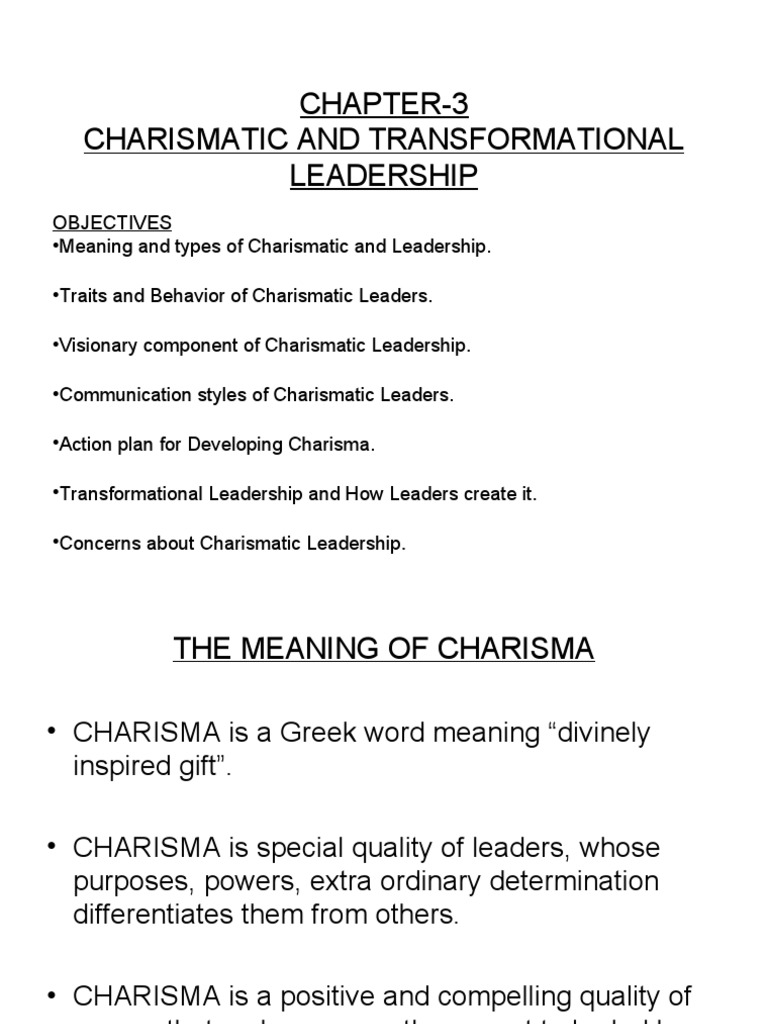 Chapter-3 Charismatic and Transformational Leadership | PDF ...