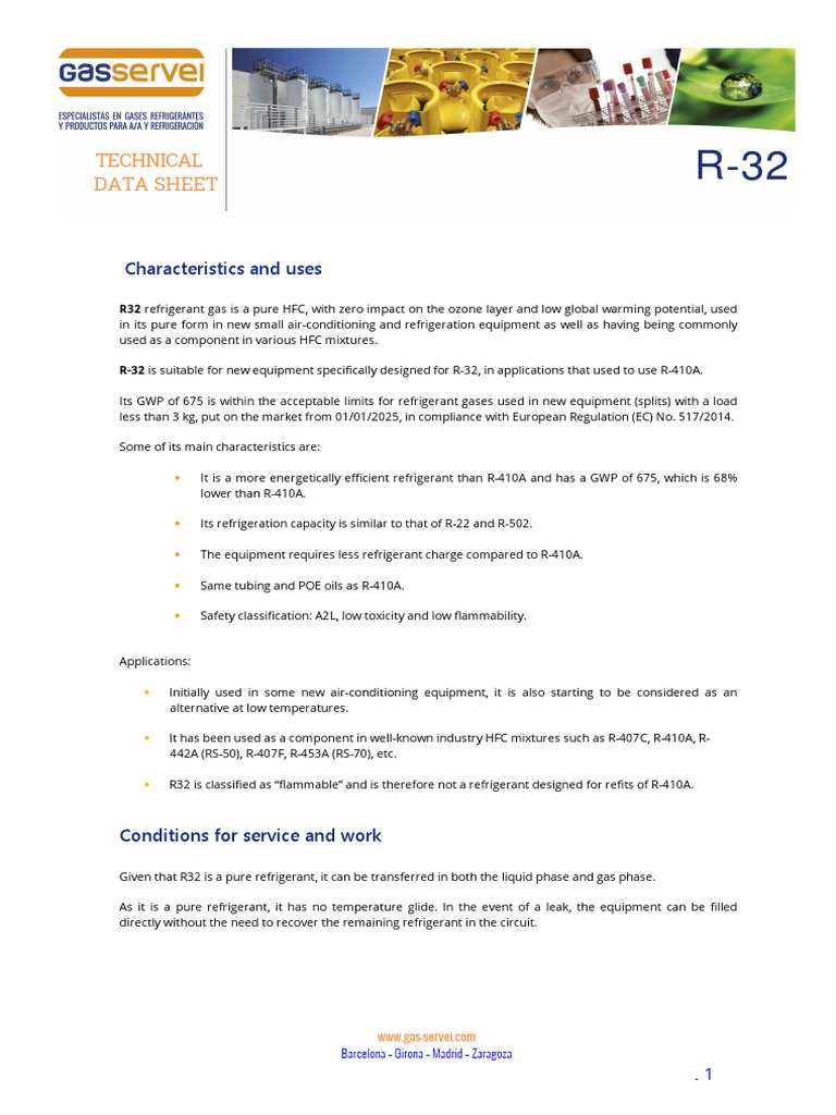 Technical Data Sheet R32 ENGLISH | PDF | Physical Quantities | Physical ...