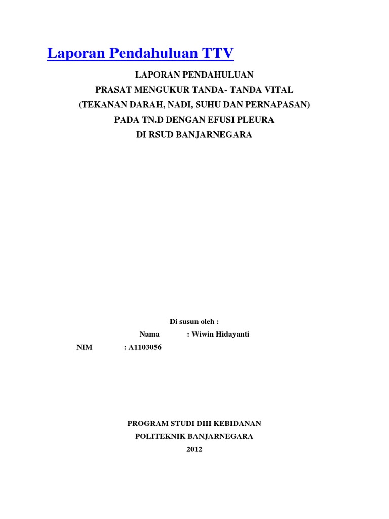 Laporan Pendahuluan TTV | PDF | Pengembangan Diri