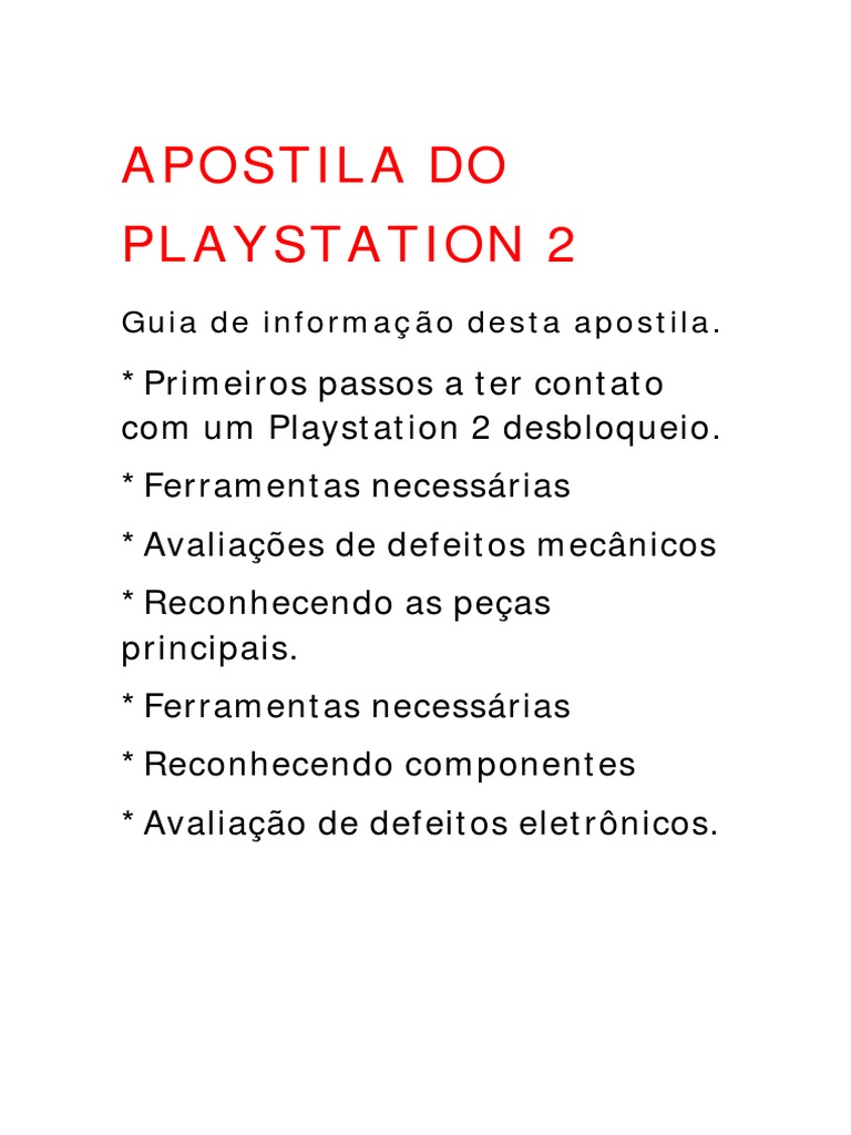 Guia de Desbloqueio do PS2 | PDF | Rede elétrica | Eletrônicos