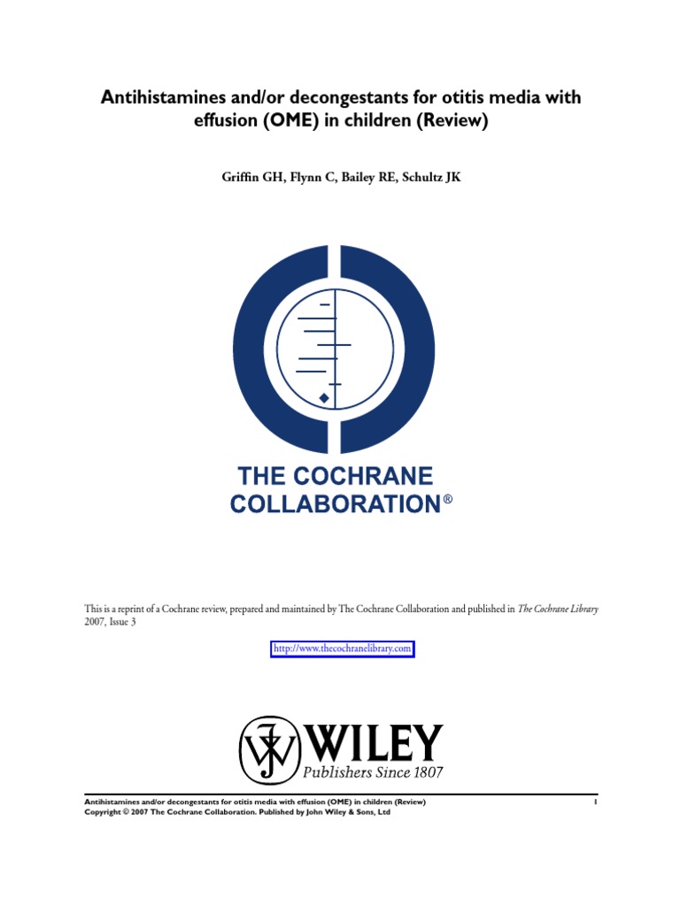 Antihistamines And/or Decongestants For Otitis Media With Effusion (OME ...