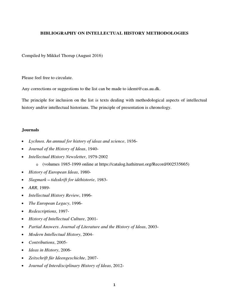 Intellectual History Methods Guide | PDF | Philosophical Movements ...