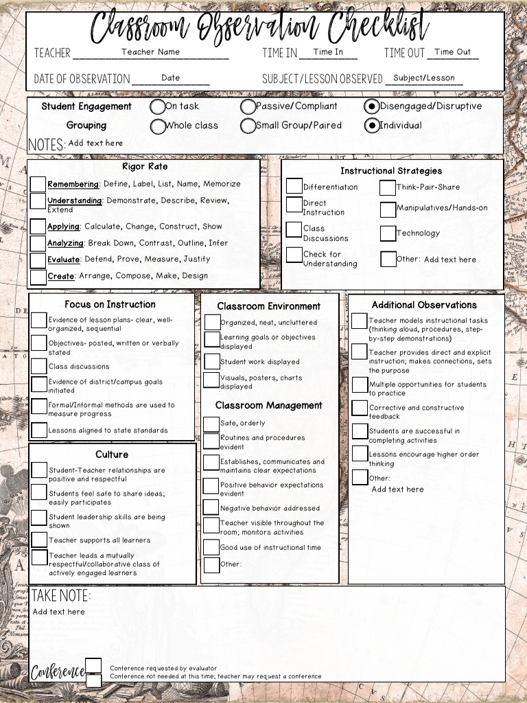 Classroom Observation Notepad Design 2 (Male or Neutral1) - Adobe ...