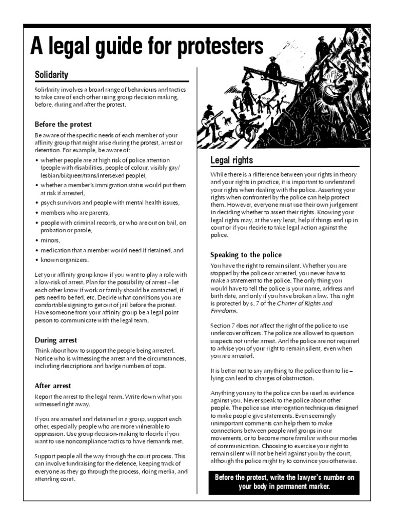Legal Guide For Protesters | PDF | Arrest | Search And Seizure