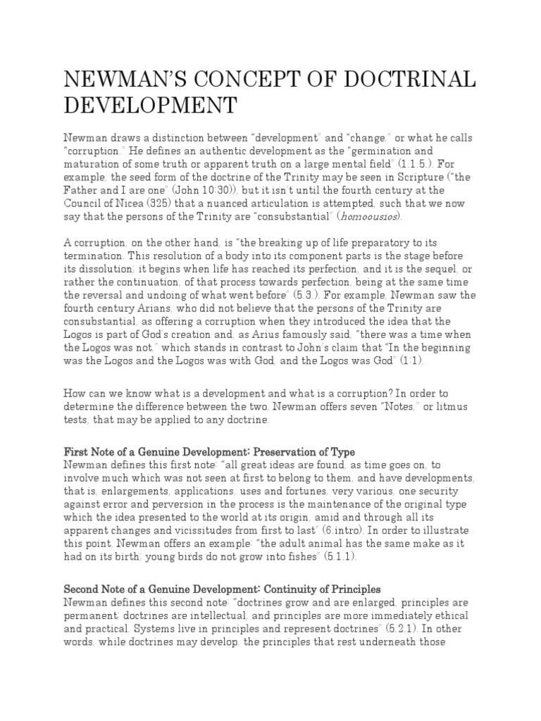 Newman's Concept of Doctrinal Development | PDF | Catholic Church | Faith