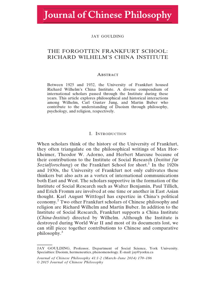 Franfurt School in JCP | PDF | Martin Heidegger | Tao
