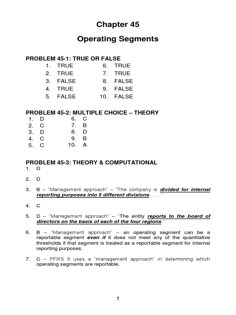 Chapter 45 Operating Segments Problems | PDF | Revenue | Economies