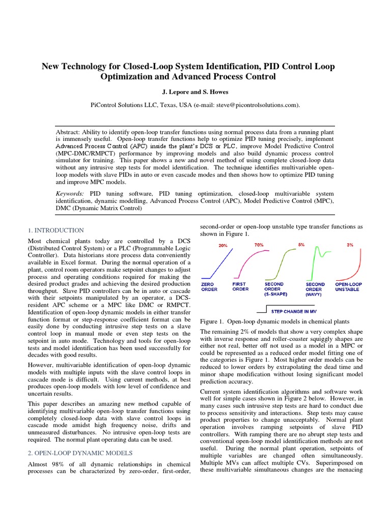 New Technology For Closed-Loop System Identification | PDF | Control Theory | Programmable Logic ...