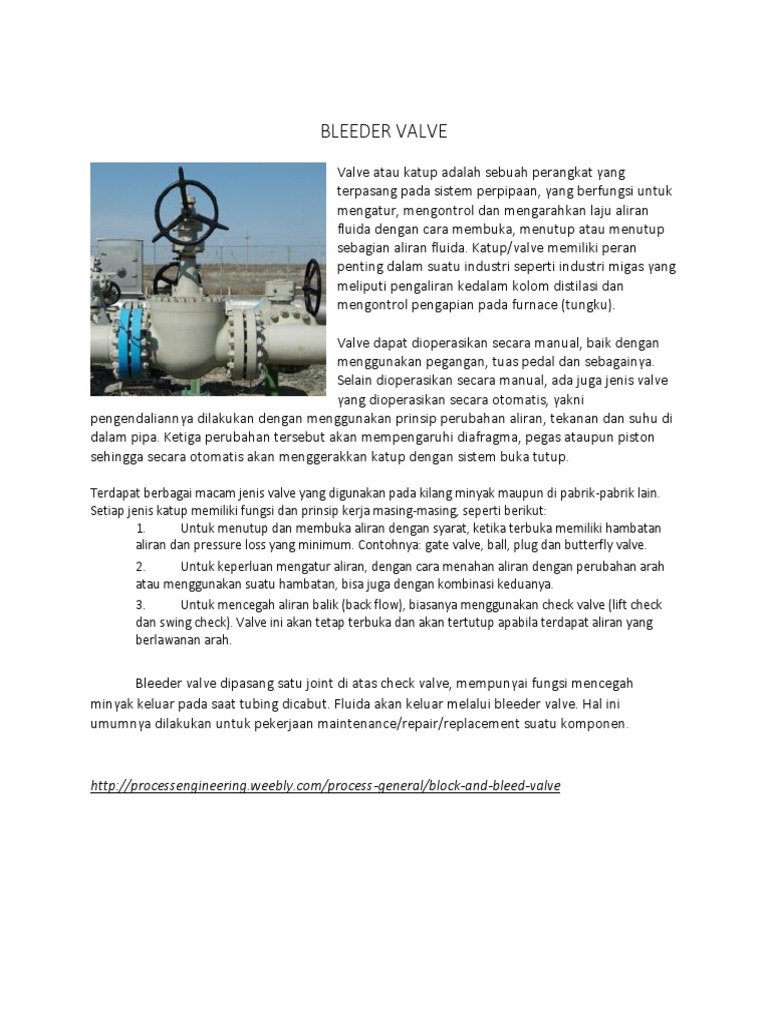 Fungsi dan Jenis Bleeder Valve | PDF