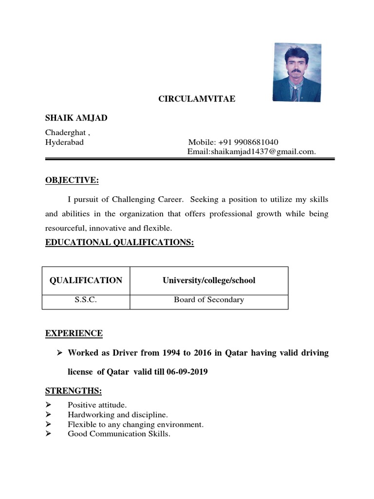 Circulamvitae Shaik Amjad | PDF