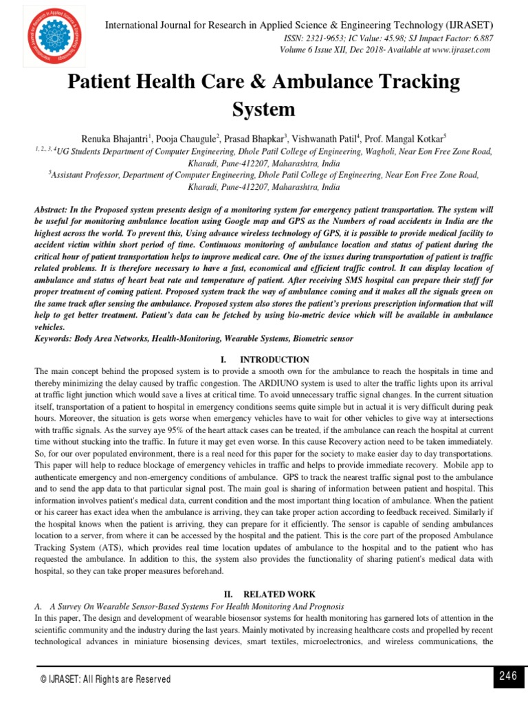 Patient Health Care & Ambulance Tracking System | PDF | Wearable ...