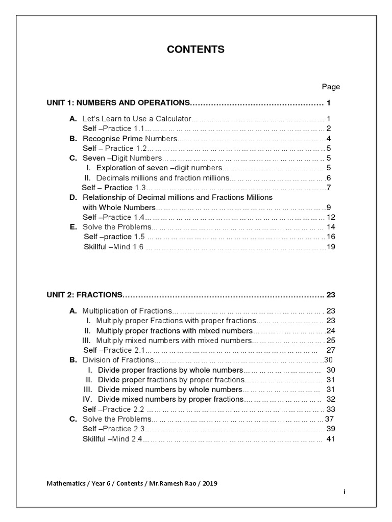 Unit 1: Numbers and Operations 1 A. B. Recognise Prime C. Seven | PDF ...