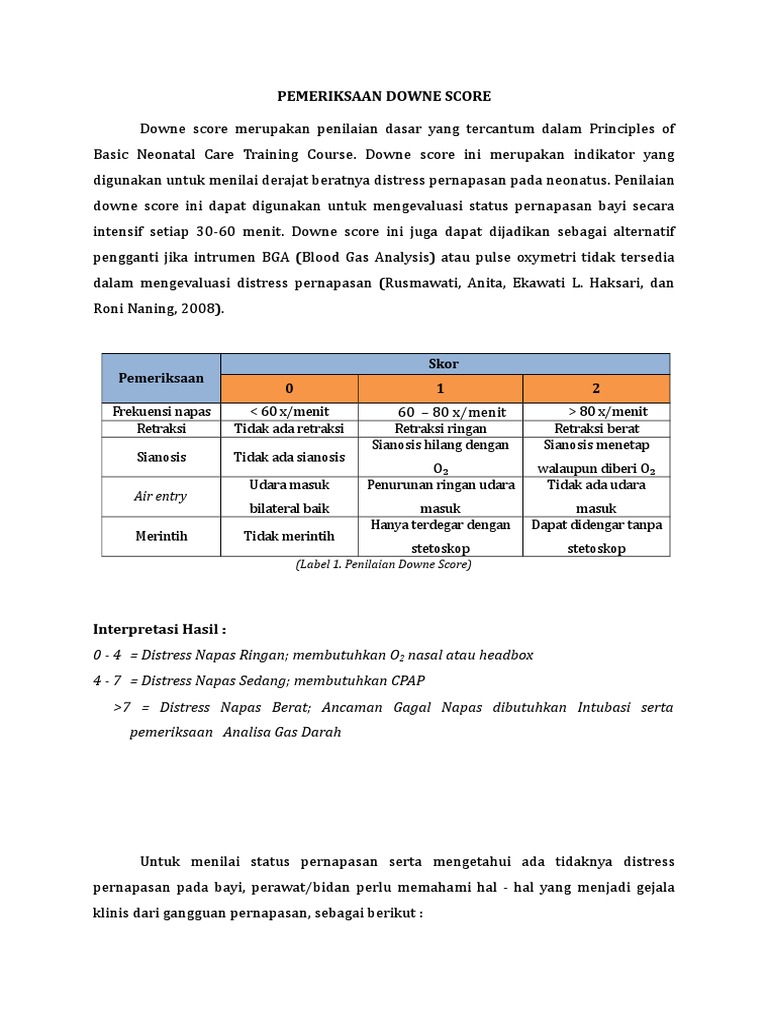 PENILAIAN DOWNE SCORE DAN PEMERIKSAAN PENUNJANG UNTUK MENILAI DISTRESS ...