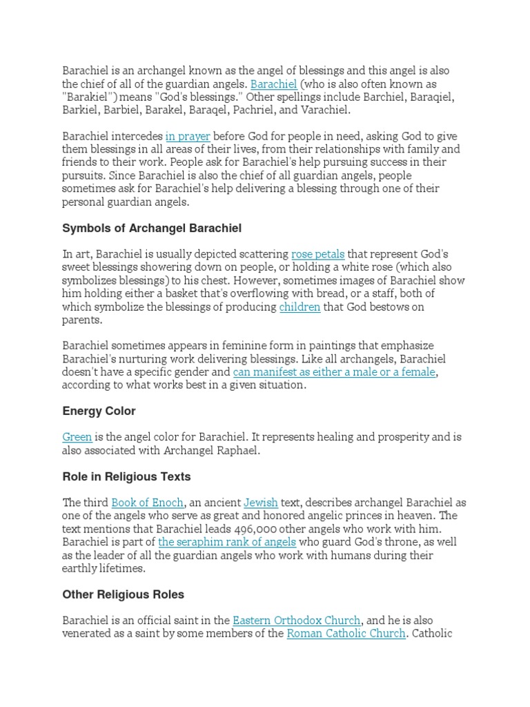 Barachiel Is An Archangel Known As The Angel of Blessings and This ...