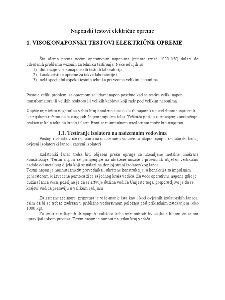 Naponski Testovi Električne Opreme | PDF