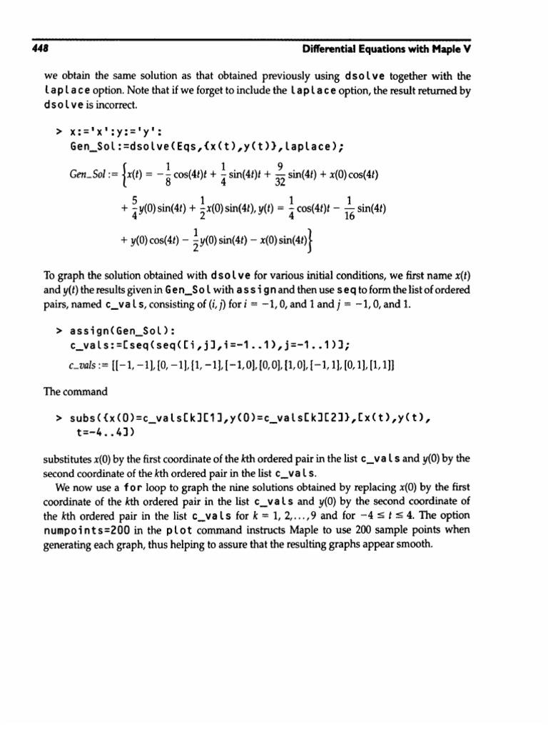 448 Differential Equations With Maple V | PDF