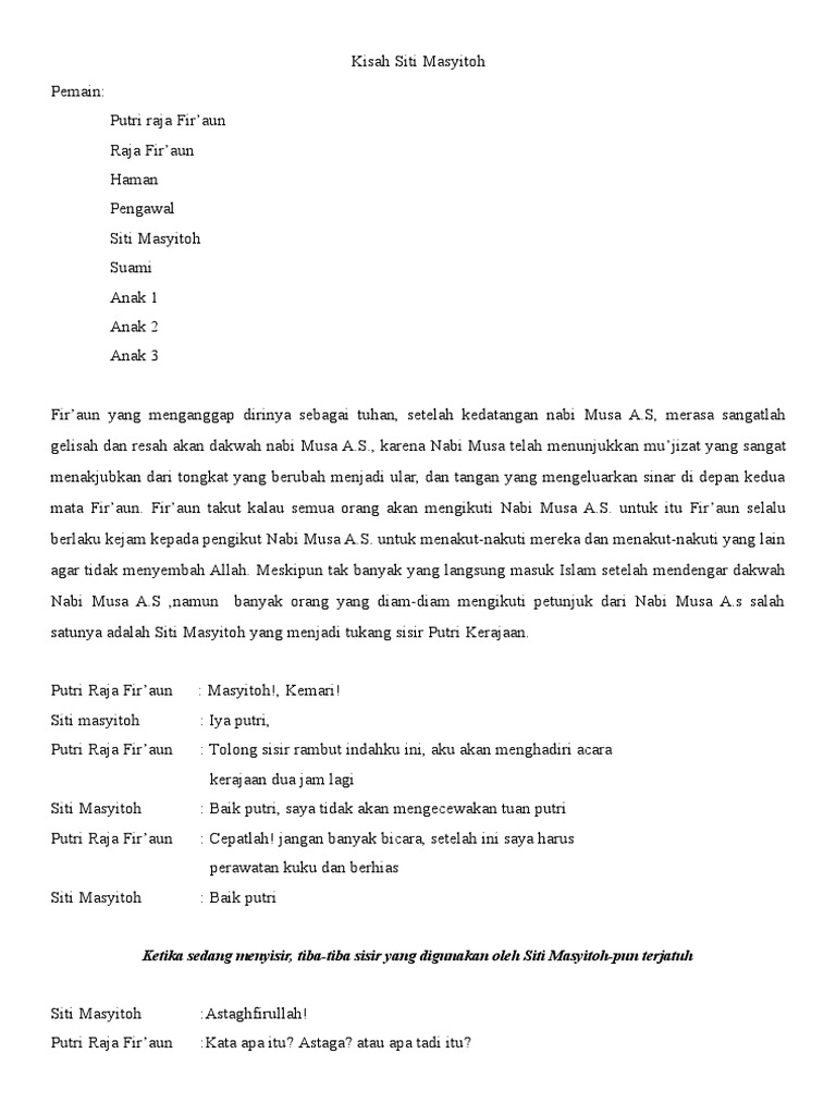 Ketika Sedang Menyisir, Tiba-Tiba Sisir Yang Digunakan Oleh Siti Masyitoh-Pun Terjatuh | PDF
