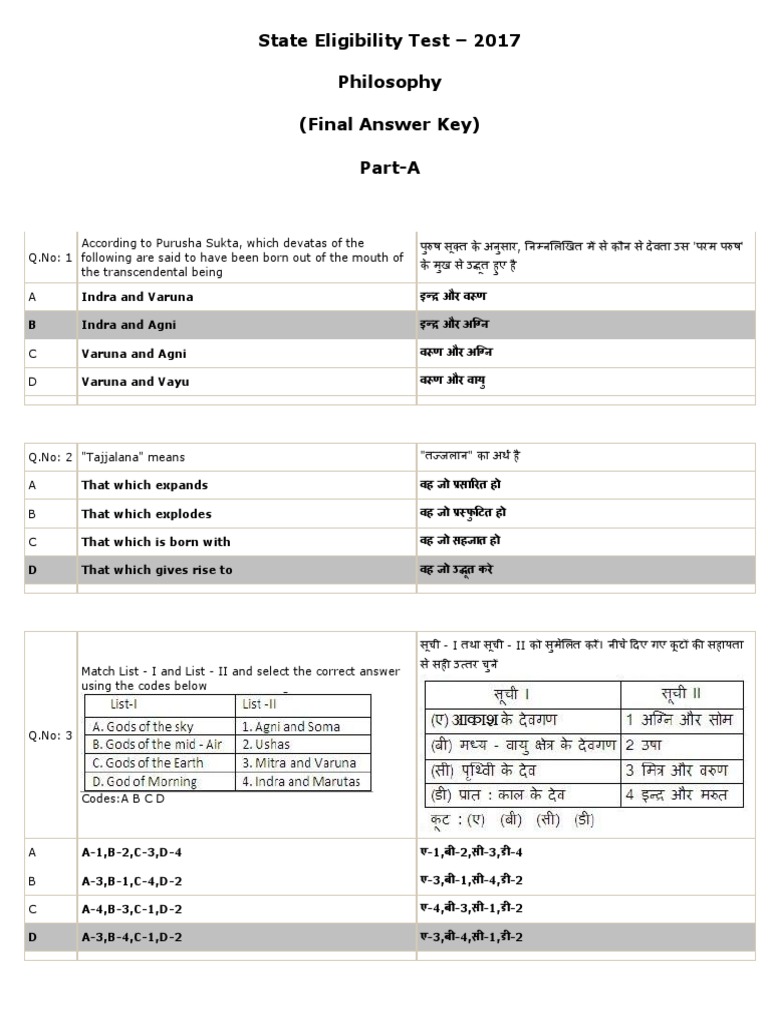 Philosophy Final Answer Key | PDF | Argument | Vedanta