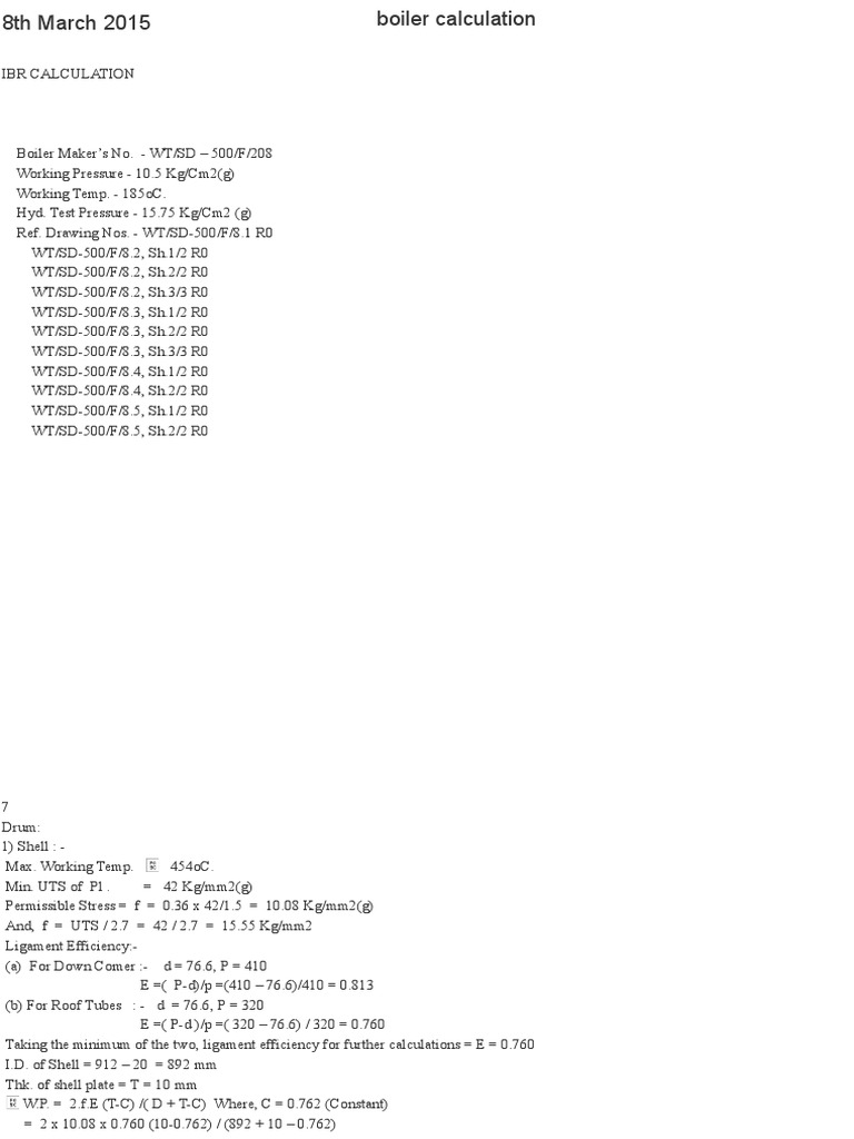Boiler Calculation | PDF | Quantity | Engineering