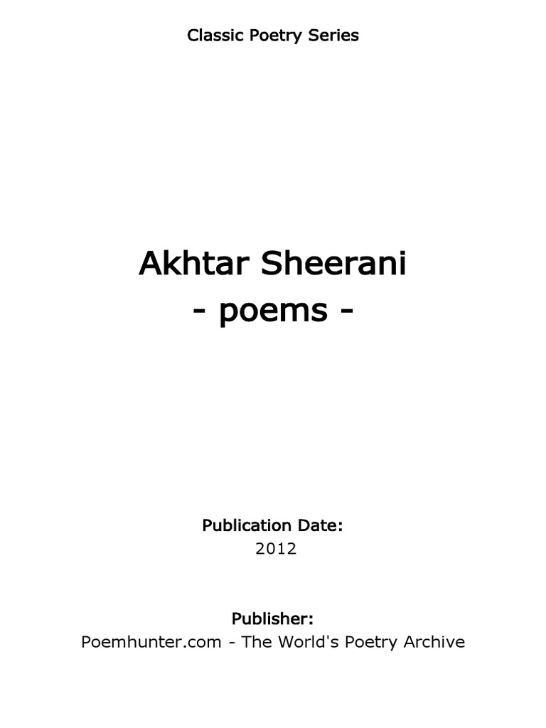 Akhtar Sheerani - Poems - : Classic Poetry Series | PDF | Poetry