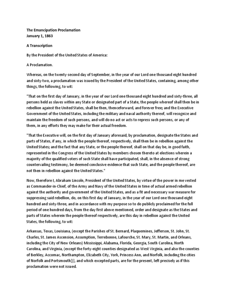 Emancipation Proclamation Text | PDF | Emancipation Proclamation ...