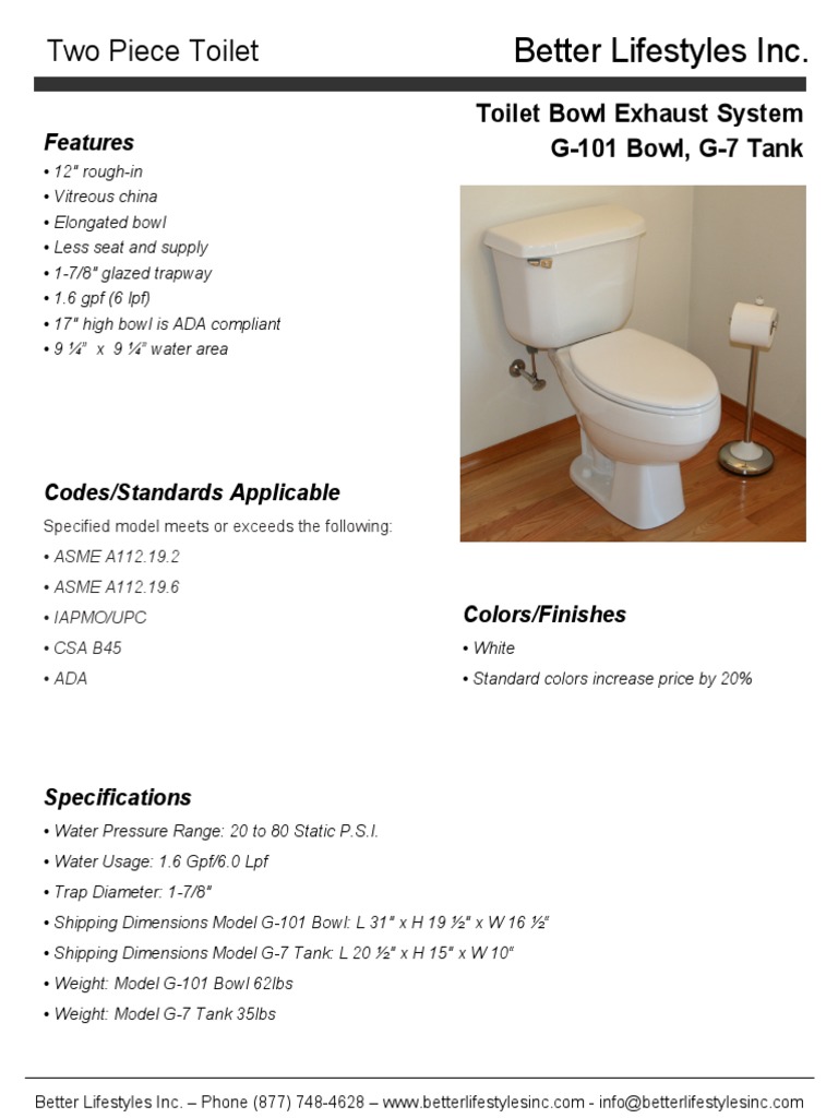 Two Piece Toilet Features and Specs | PDF | Screw | Manufactured Goods