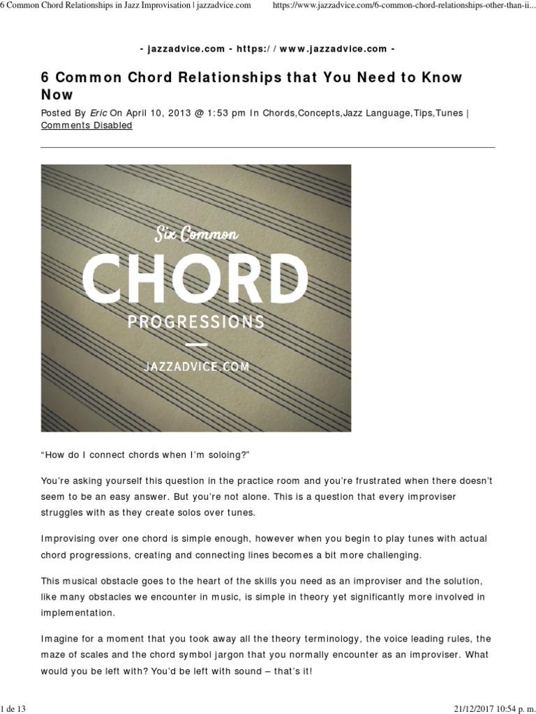 6 Common Chord Relationships that You Need to Know Now | Chord (Music ...