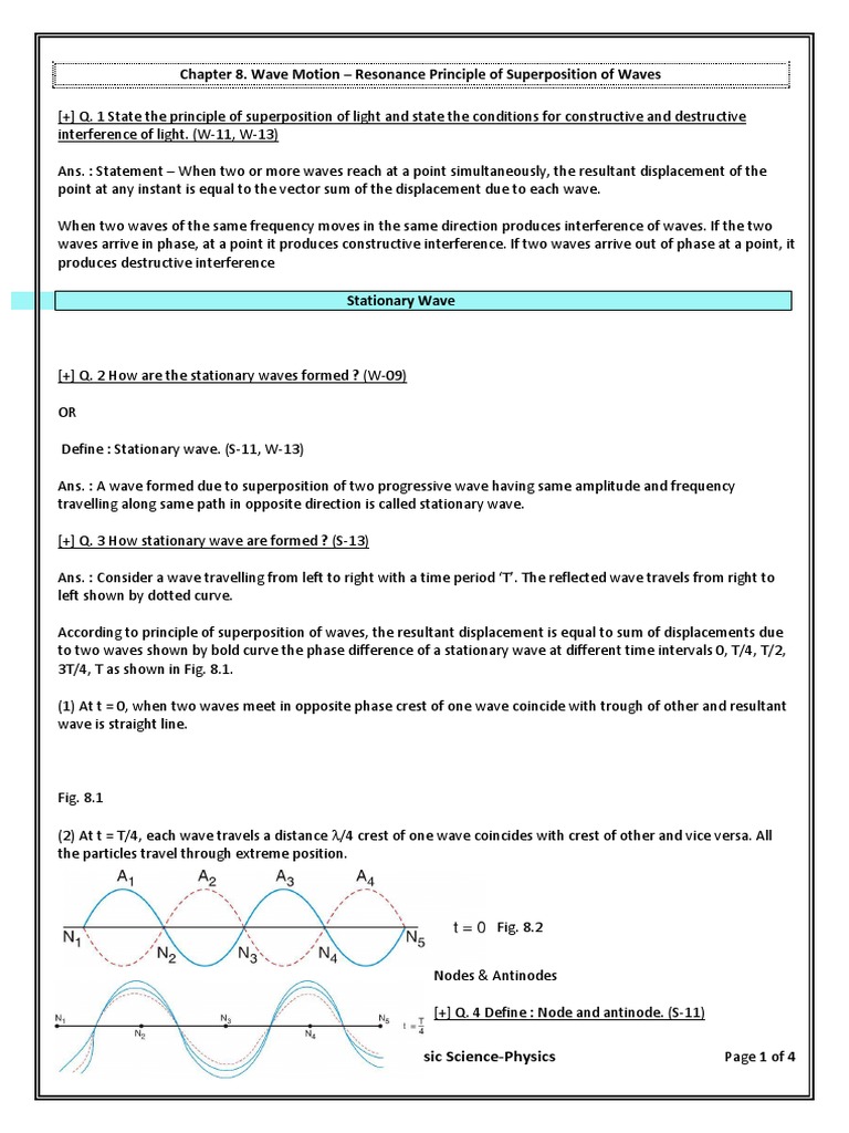 Chapter 8. Wave Motion - Resonance Principle of Superposition of Waves | PDF | Resonance | Waves