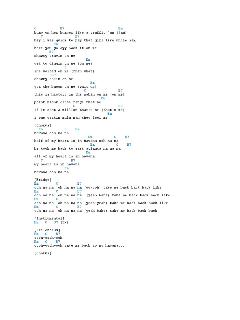 Havana Lyrics by Camila Cabello | PDF