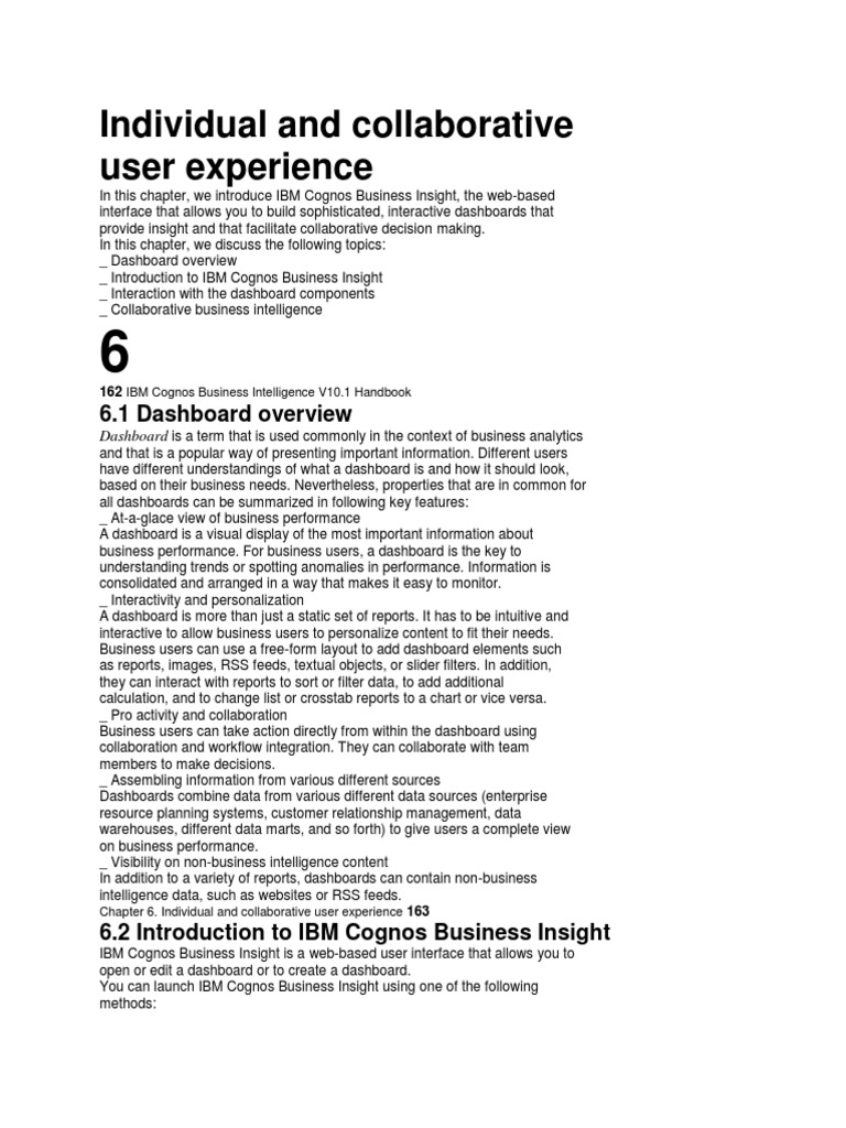 Individual and Collaborative User Experience: 6.1 Dashboard Overview ...
