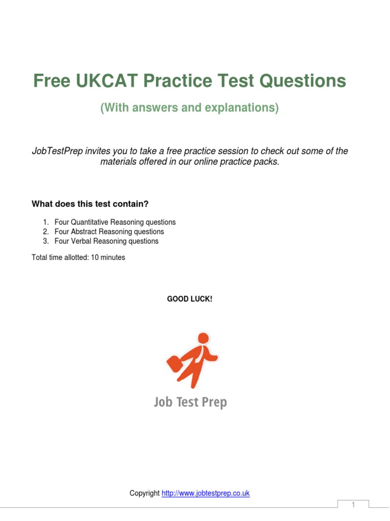 Free UKCAT Practice Test Questions: (With Answers and Explanations ...