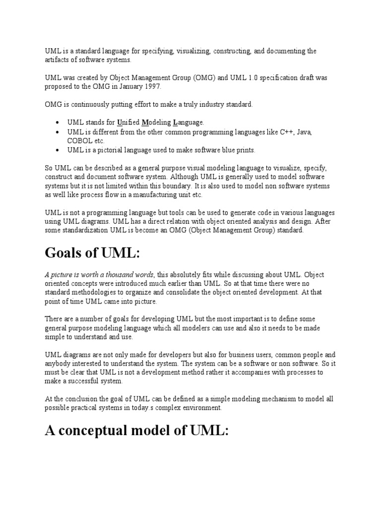 Goals of UML:: A Picture Is Worth A Thousand Words, This Absolutely ...