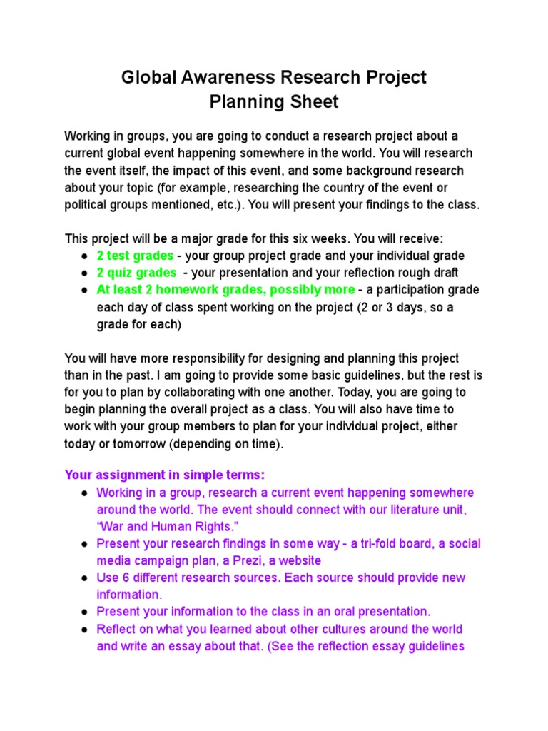 04 Global Awareness Presentation Planning | PDF | Learning | Cognition